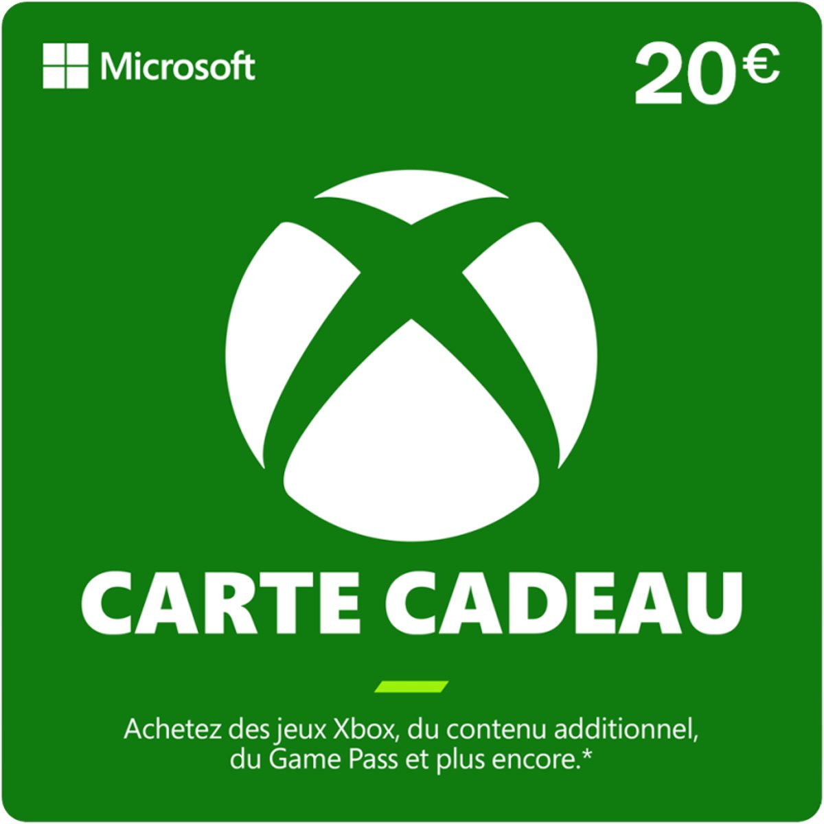 Carte cadeau Xbox de 20 € en ligne - Livraison immédiate